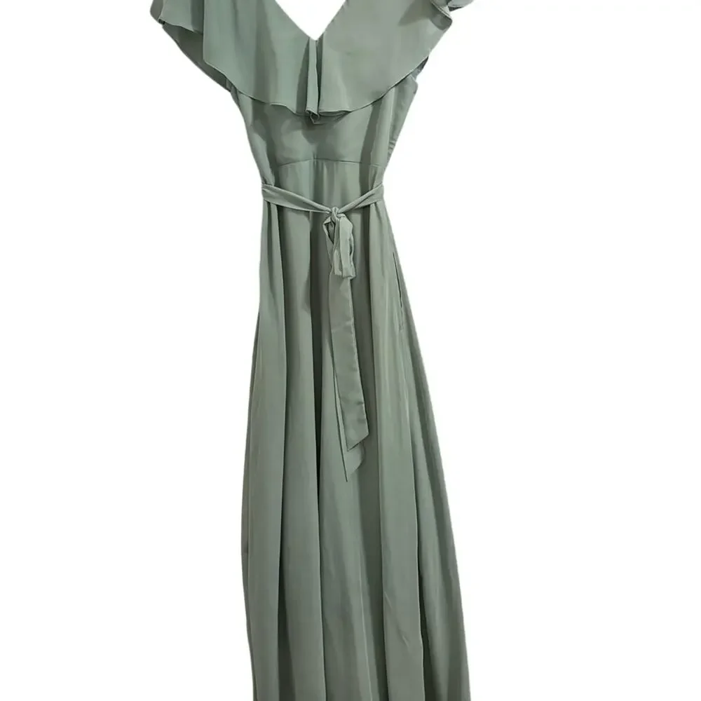 Birdy Grey | Dresses | Birdy Grey Sage Green Ruffle Wrap Maxi Dress ...